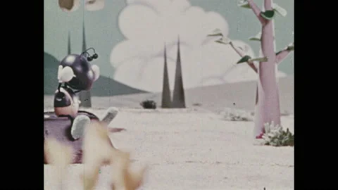 1960s: Stop-motion animation. Line of an... | Stock Video | Pond5