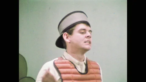 1960s: Students on stage act as baseball... | Stock Video | Pond5