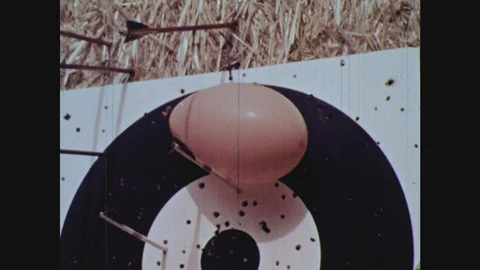 1960s: target with balloons on it that g... | Stock Video | Pond5