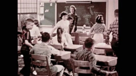 1960s: Teacher addressing her class, stu... | Stock Video | Pond5