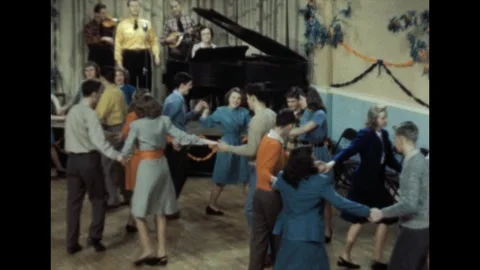 1960s: teen couples square dance, swing ... | Stock Video | Pond5