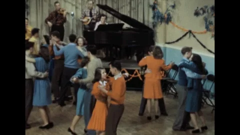 1960s: teen couples square dance, swing ... | Stock Video | Pond5
