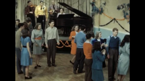 1960s: teen couples square dance, swing ... | Stock Video | Pond5
