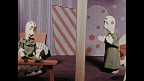 1960s: Two hand puppets have conversatio... | Stock Video | Pond5