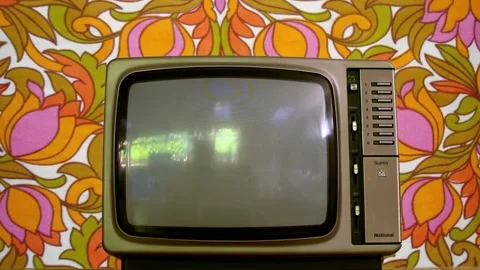 1960s wallpaper and 1970s Colour televis... | Stock Video | Pond5