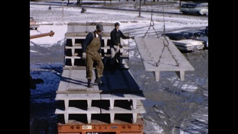 Vintage Footage Of Construction Workers Stock Video Footage | Royalty ...