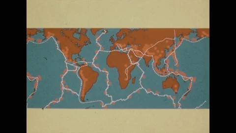1960s:Map of continents and tectonic pla... | Stock Video | Pond5