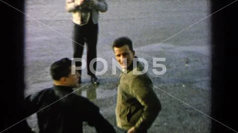 1963:GERMANY MILITARY BASE.Man Wearing Tan Sweater Stands In Parking ...