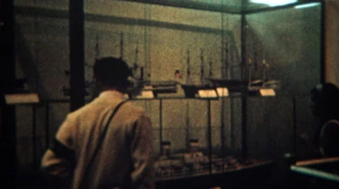 1965: Model boat museum in glass display... | Stock Video | Pond5