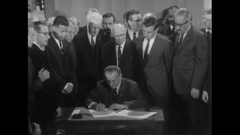 1968 - President Lyndon B. Johnson signs... | Stock Video | Pond5