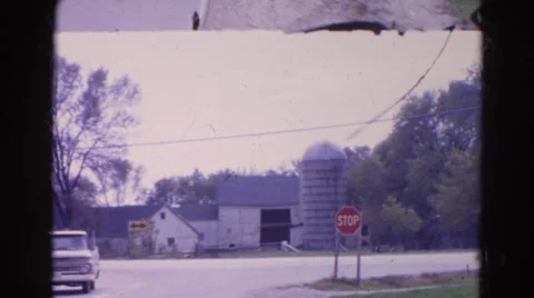 1968: traffic at dead end intersection a... | Stock Video | Pond5