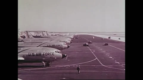1968 USA - Boeing RC-135 planes line up ... | Stock Video | Pond5