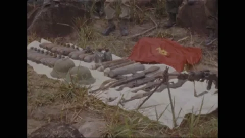 1969 - Captured Viet Cong weapons and eq... | Stock Video | Pond5