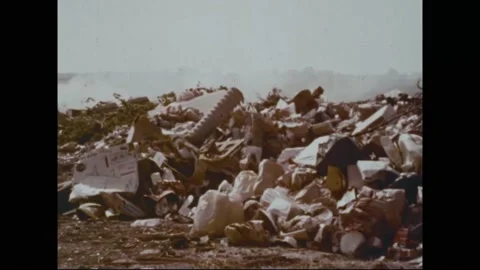 1970 - Trash at a dump is burned, leadin... | Stock Video | Pond5