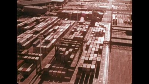 1970s: Aerial view of shipping container... | Stock Video | Pond5