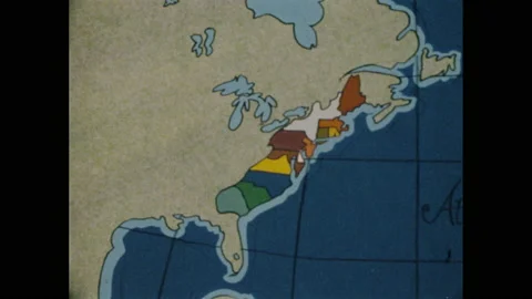 1970s: Animation. Map of North America ... | Stock Video | Pond5