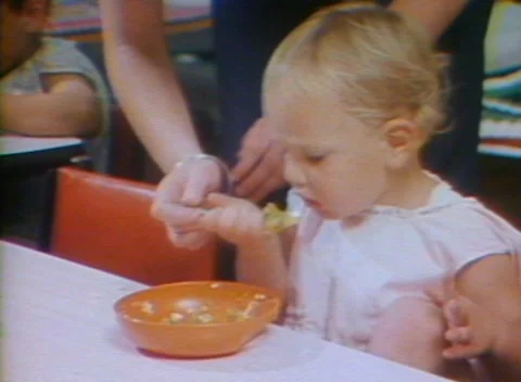 1970s Archive Footage : Kids Eating at ... | Stock Video | Pond5