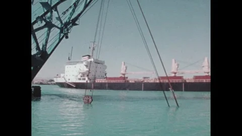 1970s: Cargo ships navigate the Suez Can... | Stock Video | Pond5