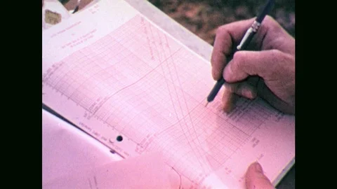 1970s: Close up, hands writing on chart.... | Stock Video | Pond5
