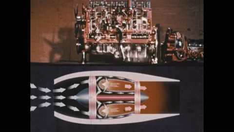 1970s: Diagram of plane engine with stea... | Stock Video | Pond5