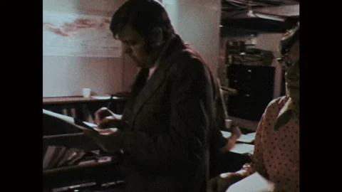1970s: Emergency command center table is... | Stock Video | Pond5