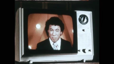 1970s: Image on TV screen, boy shouting.... | Stock Video | Pond5