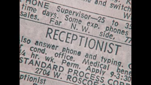 1970s: Job ads in the newspaper. Pencil ... | Stock Video | Pond5