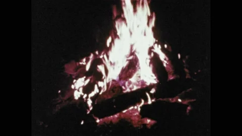 1970s: Large bonfire. Native Americans a... | Stock Video | Pond5
