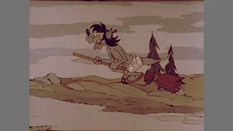 1970s Magic Broom Flying Cinderella Cast... | Stock Video | Pond5