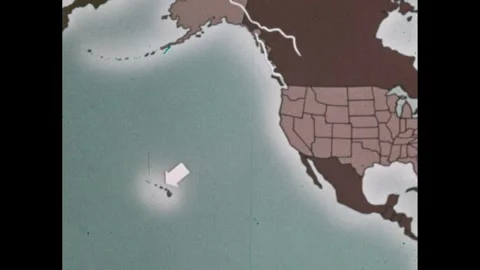 1970s: Map of North America. Air routes ... | Stock Video | Pond5