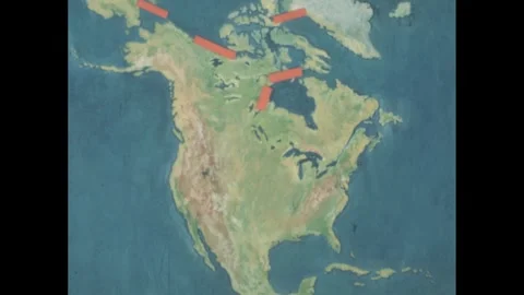 1970s: Map of North America migration ro... | Stock Video | Pond5