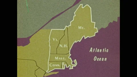 1970s: Map of the United States with New... | Stock Video | Pond5
