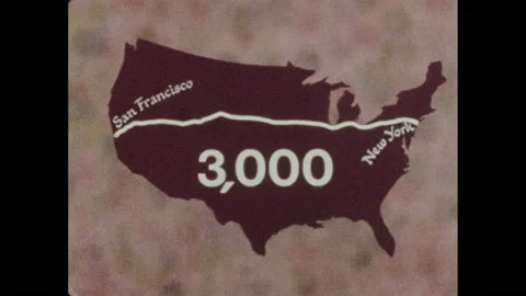 1970s: map of the United States showing ... | Stock Video | Pond5