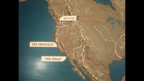 1970s: Map of US, labels appear by citie... | Stock Video | Pond5