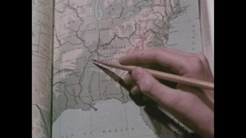 1970s: Pencil points to map legend box i... | Stock Video | Pond5
