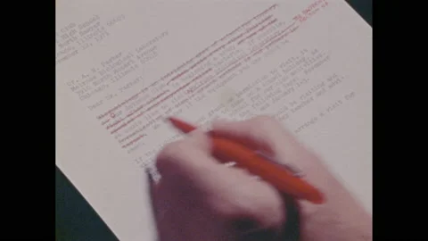 1970s: Person uses pen to cross out word... | Stock Video | Pond5