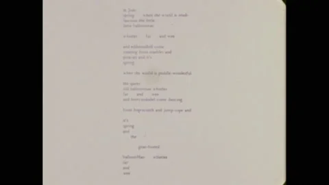 1970s: Poem on page. Words are highlight... | Stock Video | Pond5