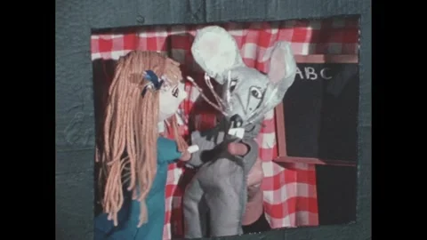 1970s: Puppet woman and puppet mouse int... | Stock Video | Pond5