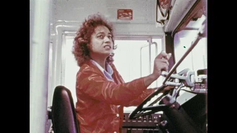 1970s: School bus driver opens door and ... | Stock Video | Pond5