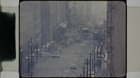 1970s Seattle Downtown Bus Stop Car Traf... | Stock Video | Pond5