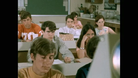 1970s: Shots of students in classroom. C... | Stock Video | Pond5