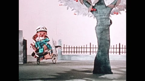 1970s: Stop motion boy wears trophy arou... | Stock Video | Pond5