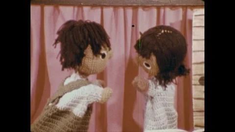 1970s: Two puppets talk to each other ne... | Stock Video | Pond5