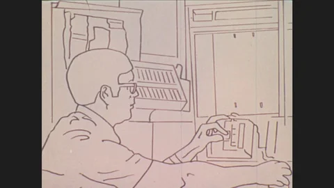 1970s: UNITED STATES: line drawing of ma... | Stock Video | Pond5