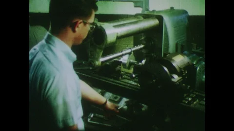 1970s: Young man works on milling machin... | Stock Video | Pond5