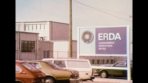 1970s - Zoom out from “ERDA” sign in... | Stock Video | Pond5