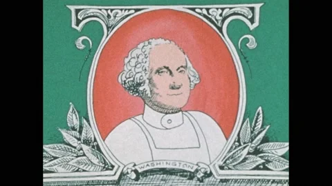 1970s:Cartoon George Washington on dolla... | Stock Video | Pond5