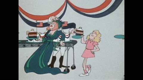 1970s:Cartoon people march down streets.... | Stock Video | Pond5