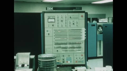 1970s:IBM 360 computer system in office.... | Stock Video | Pond5