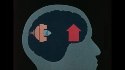 1980s: Animation of brain, objects pass ... | Stock Video | Pond5
